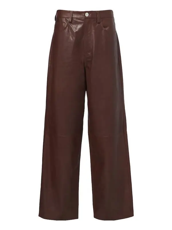 RÓHE Leather Wide-leg Pants - Brown