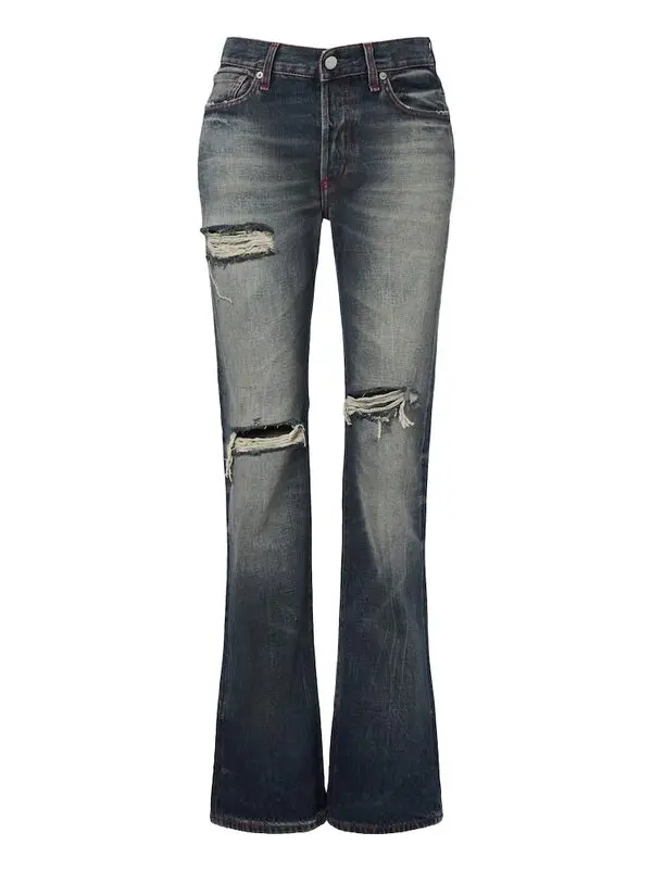 Acne Studios Re-edition Distressed Faded Bootcut Jeans - Blue
