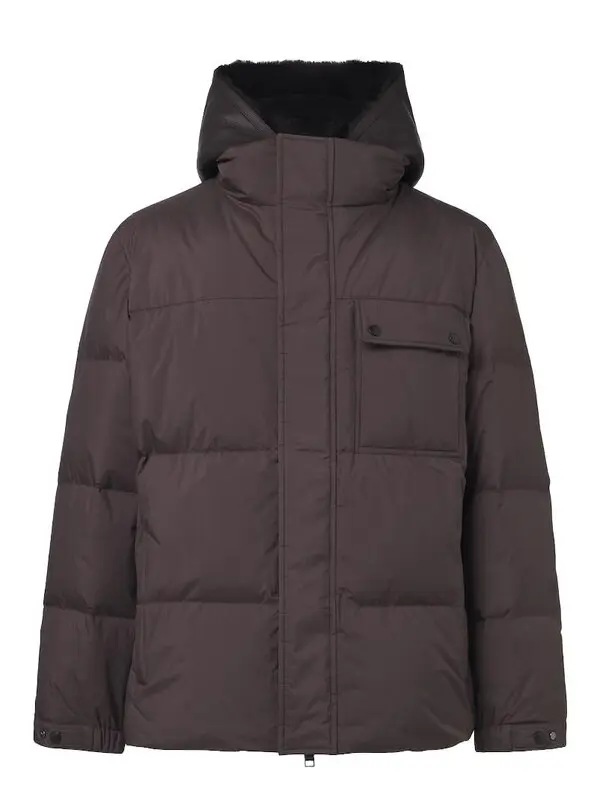 YVES SALOMON Shearling-trimmed Down Jacket - Brown