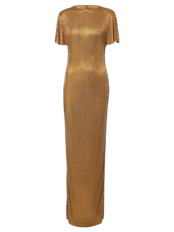 Roland Mouret Embellished Mesh Gown - Gold