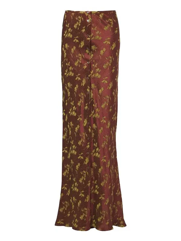 Dries Van Noten Floral Jacquard Maxi Skirt - Brown