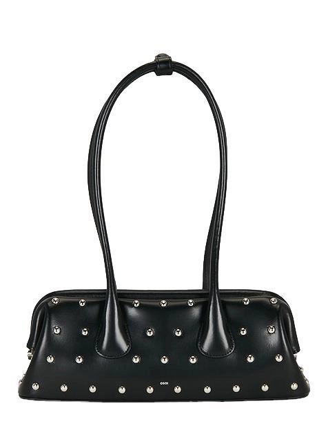 OSOI Boat Wide Mini Shoulder Bag In Black - Black Stud
