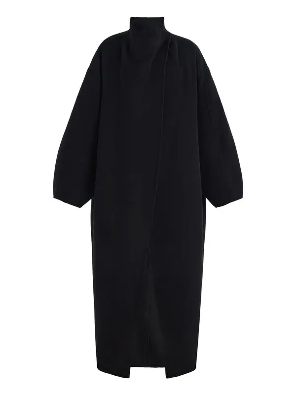 THE FRANKIE SHOP Leroy Funnel-neck Wool-blend Coat - Black