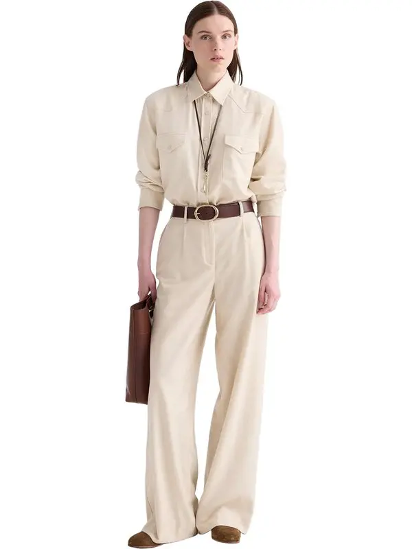 TWP Hudson St Pant In Wool Silk Cashmere - Oat