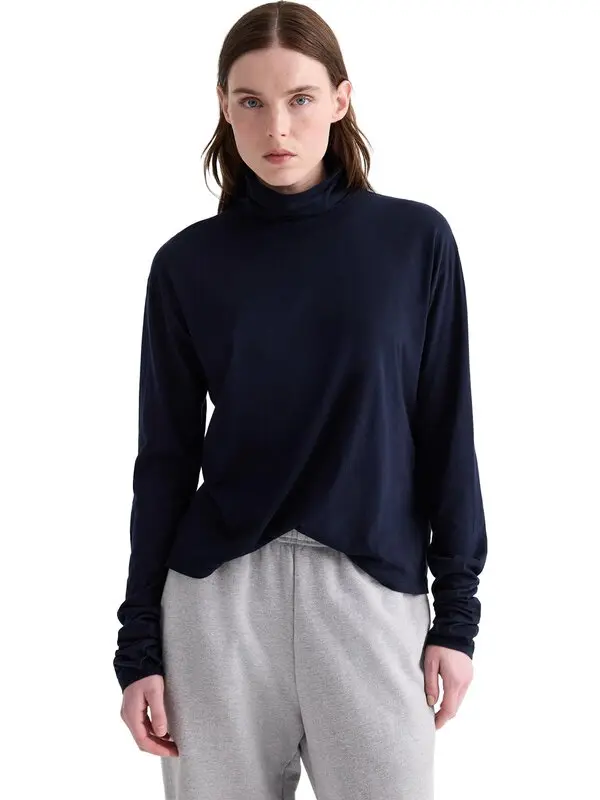 TWP Abby Mockneck In Supima Cotton - Midnight