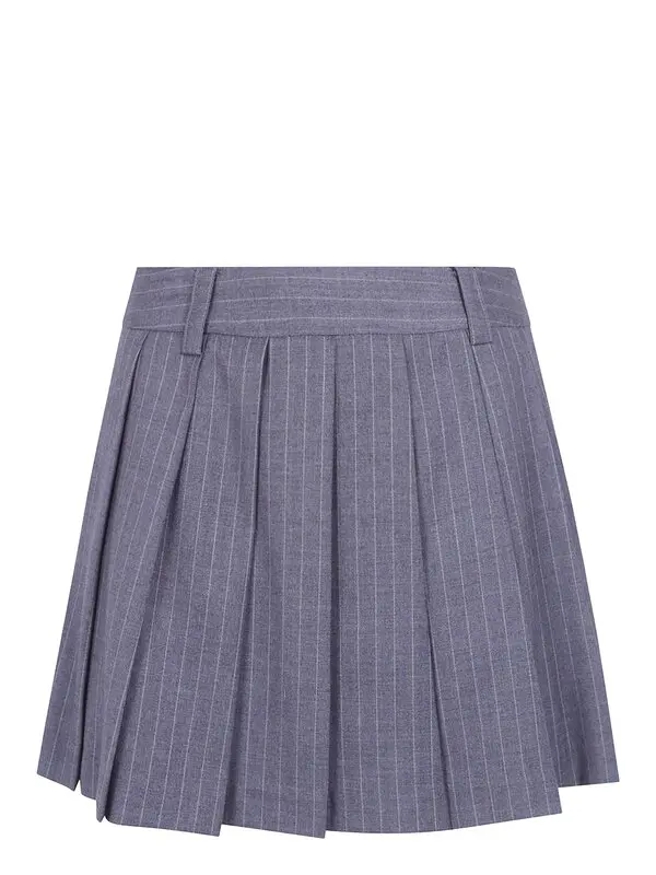 DUNST Mini Pleated Skirt Pleats Mini Striped Skirt - Gray
