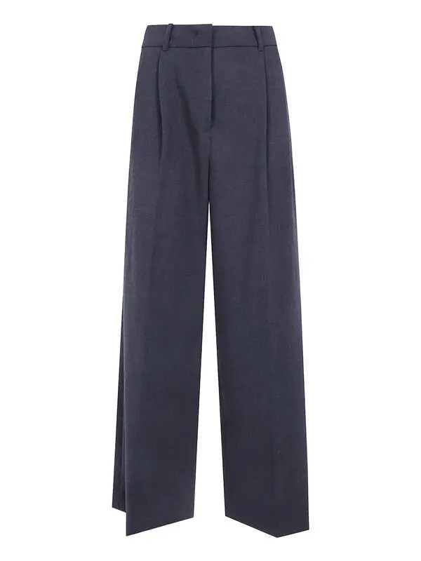 DUNST Wide Trousers Double Pleated Wide Slacks - Gray