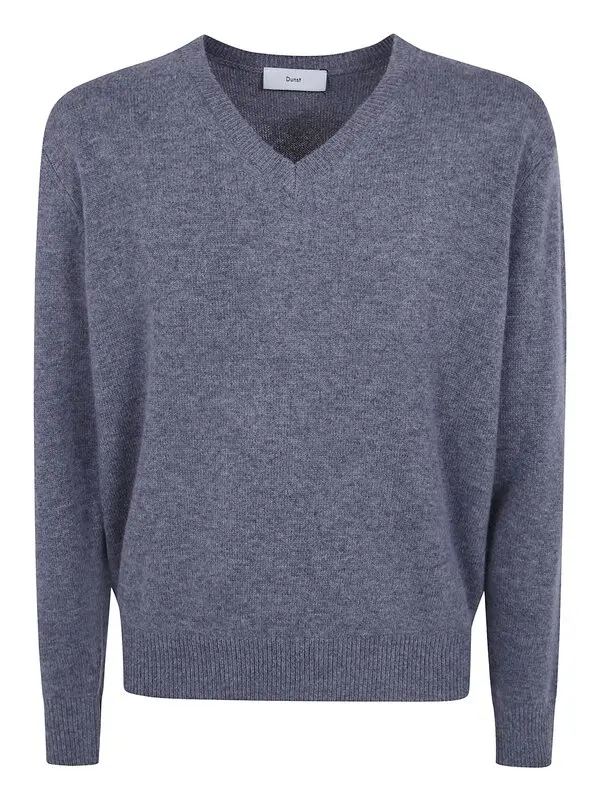 DUNST Sweater V-neck "unisex Cashmere V-neck Sweater - Gray
