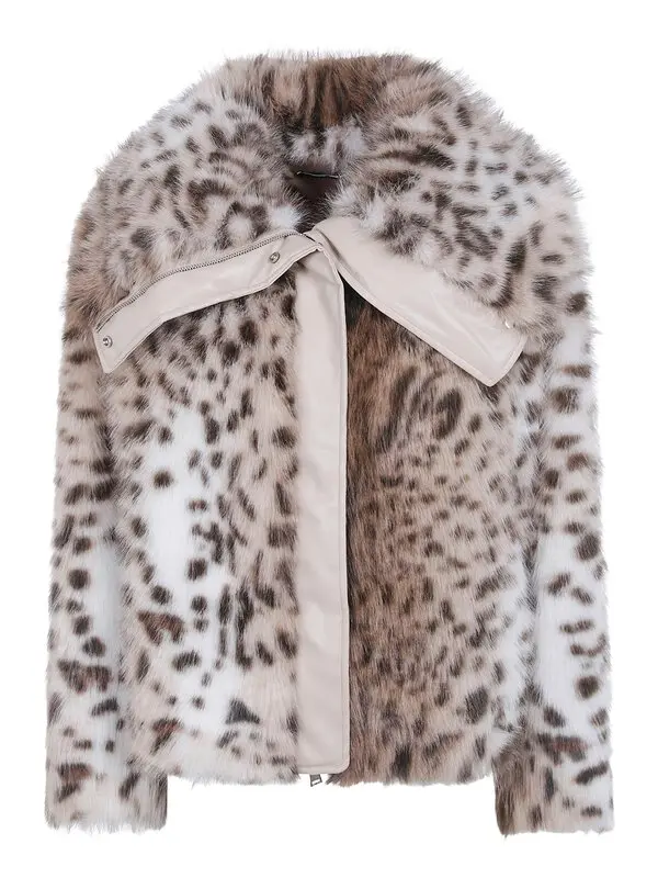 DRHOPE Faux Fur Jacket Leopard - Brown