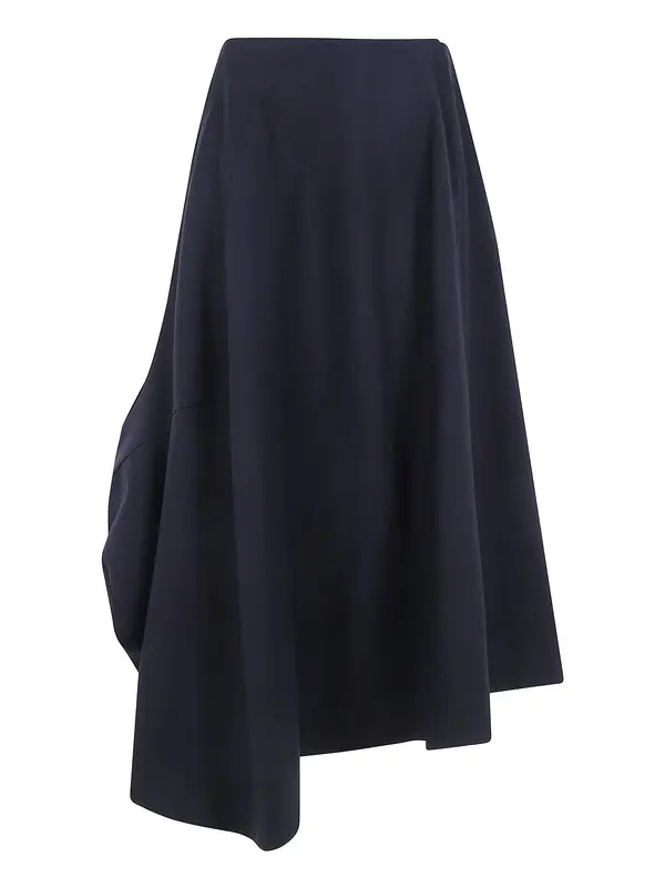 Comme Des Garçons Skirt Asymmetrical Light Wool Tropical Mid - Black