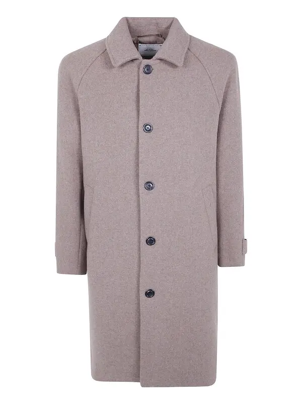 LES DEUX Coat Solid Wool Coat - Brown