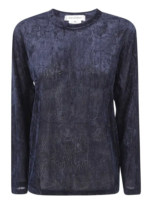 Comme Des Garçons Shirt Thin Roundneck Polyester Mesh Velour Washer - Black