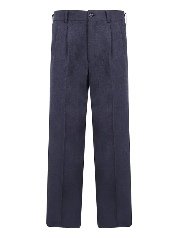 Comme Des Garçons Trousers Tailored Wool Thick Gab - Gray