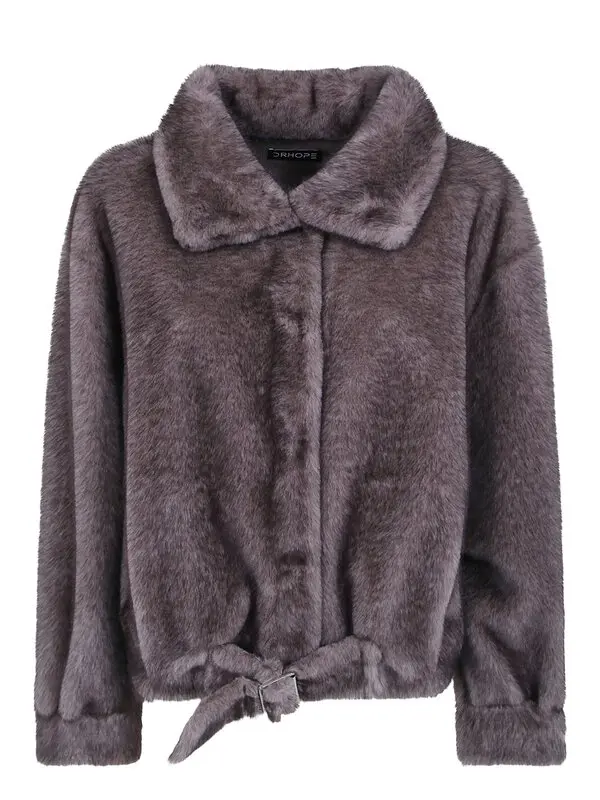 DRHOPE Faux Fur Jacket Wo Fake Fur Jacket - Brown