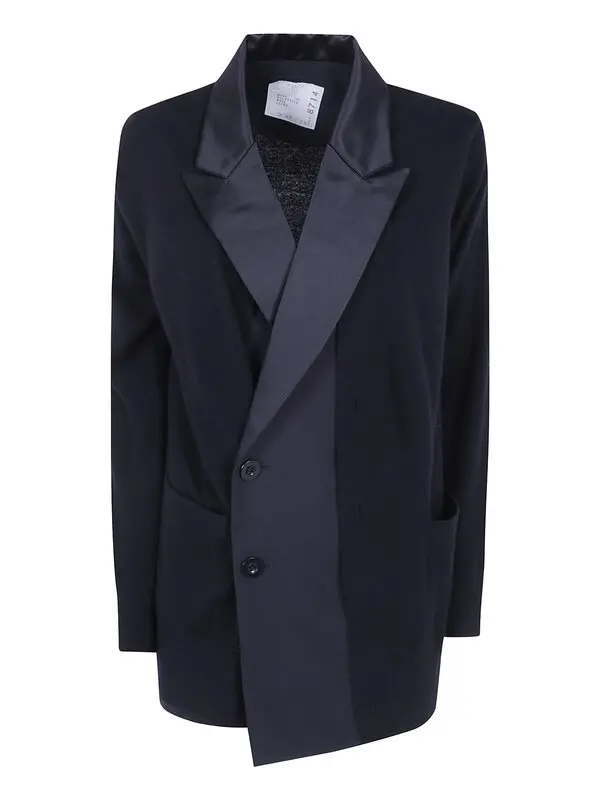 Sacai Cardigan Suiting X Wool Knit - Black
