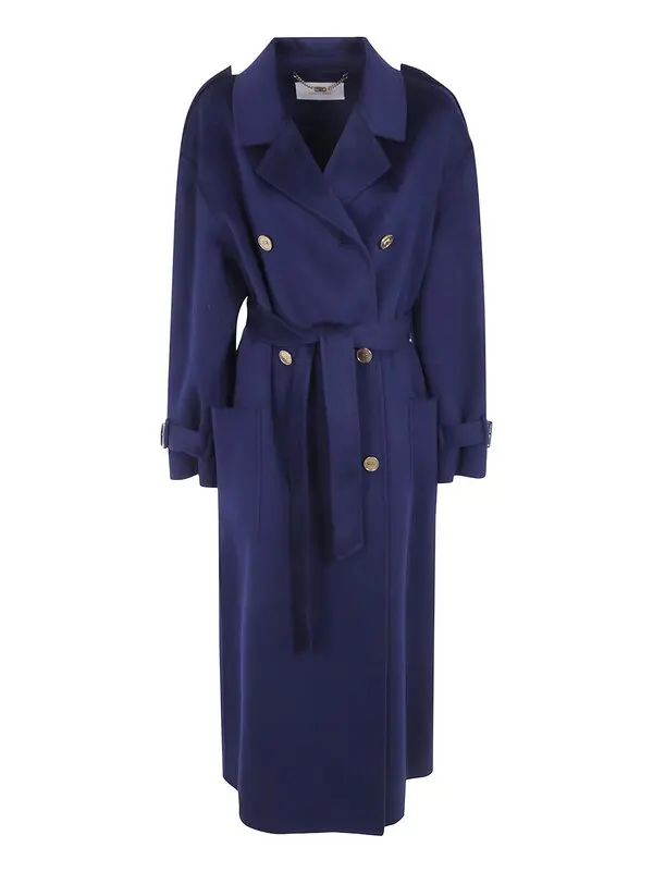 Elisabetta Franchi Coat Belted Coat - Blue