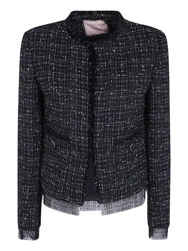 TWINSET Short Bouclé Jacket - Black