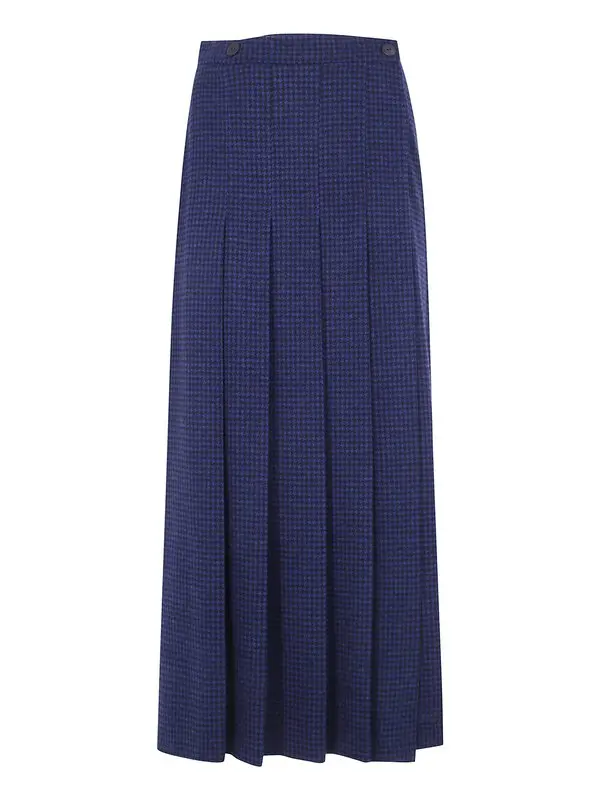 Harris Wharf London Long Pleated Skirt Ay7340mra Ra01 Dark Hounds - Blue