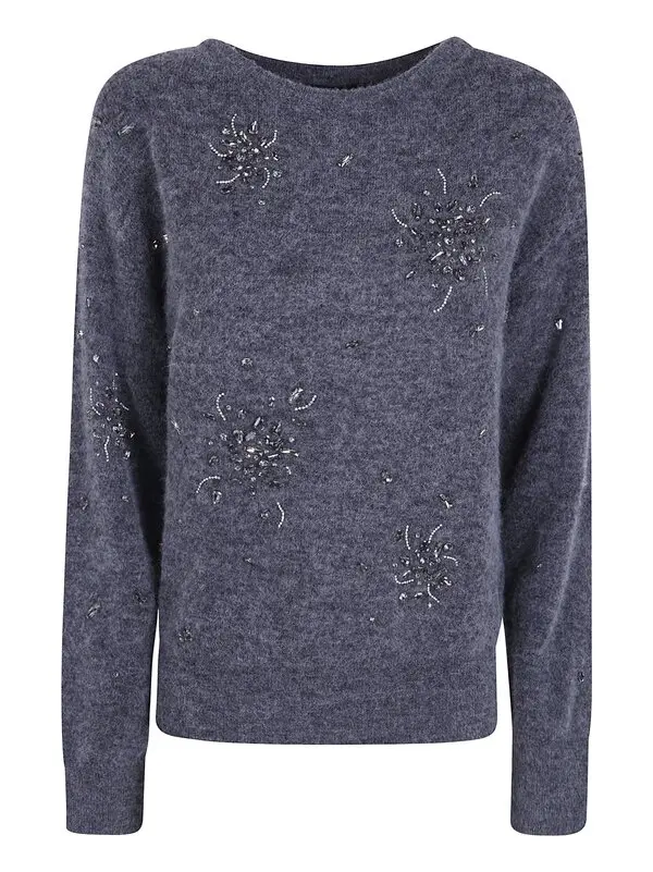 Seventy Boat Neck Sweater "boat Neck Sweater With Appliques - Gray