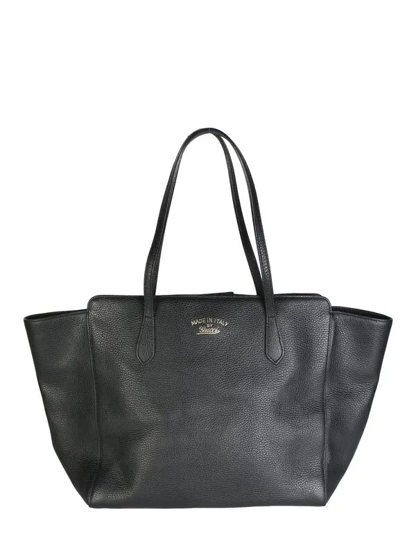 Gucci Pebbled Calfskin Swing Tote - Black