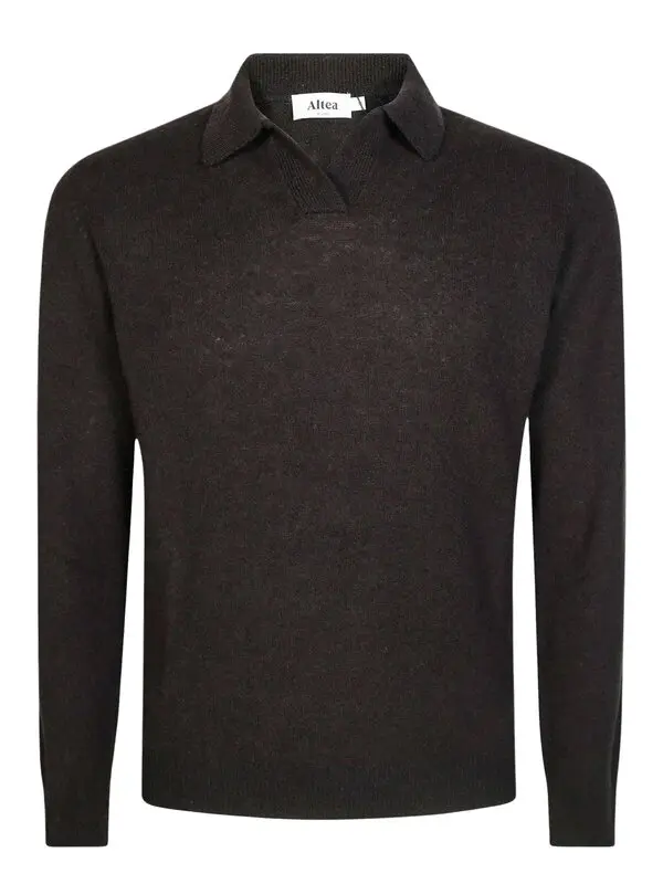 Altea Long Sleeve Cashmere Merino Polo - Brown