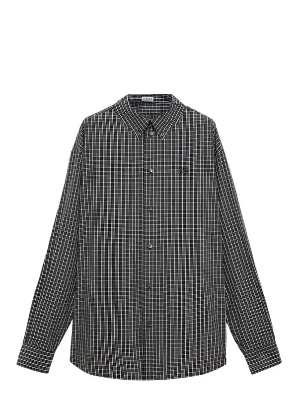 Loewe Technical Cotton Shirt With Allover Check Pattern - Black