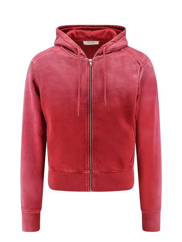 ENTIRE STUDIOS Slim Zip Up Cotton Hoodie - Red