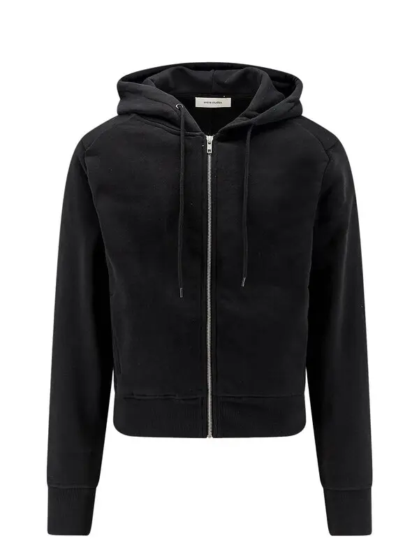 ENTIRE STUDIOS Slim Zip Up Cotton Hoodie - Black