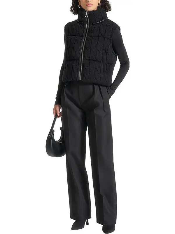 Manière De Voir Kristina 2-in-1 Cable Knit Puffer Jacket/gilet - Black