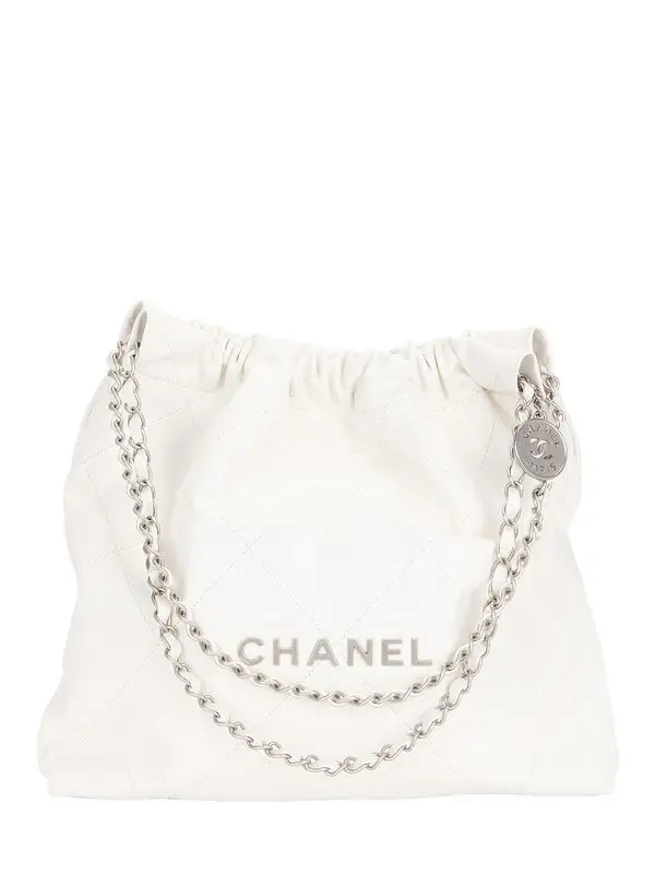 Chanel Calfskin Medium 22 Hobo Bag - White