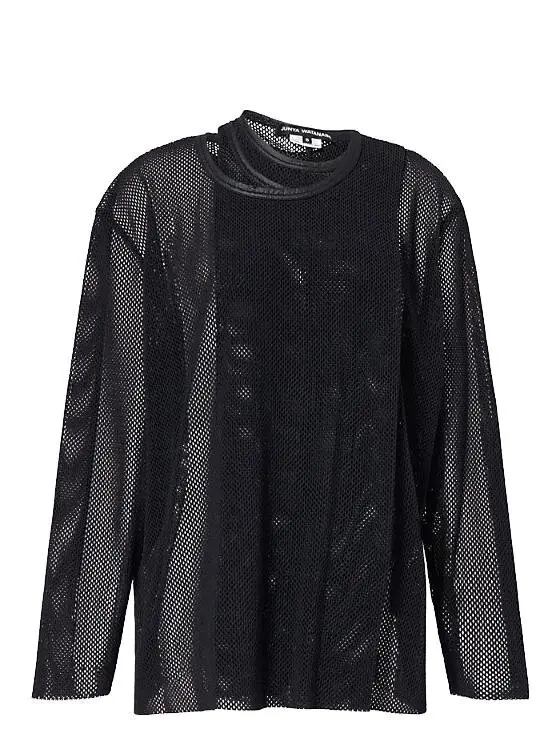 Junya Watanabe Oversized Long-sleeve Mesh Top - Black