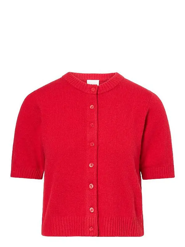 REFORMATION Maude Short-sleeve Cashmere Cardigan - Lipstick