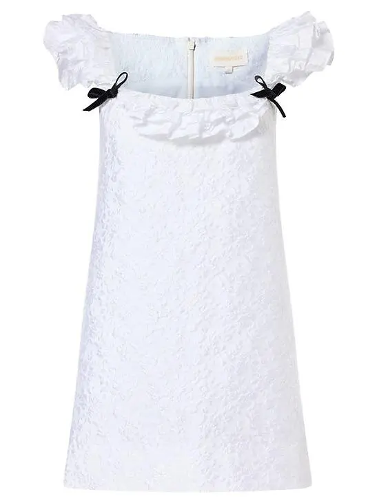 SHUSHU/TONG Lace-trim Cotton-blend Mini Dress - White