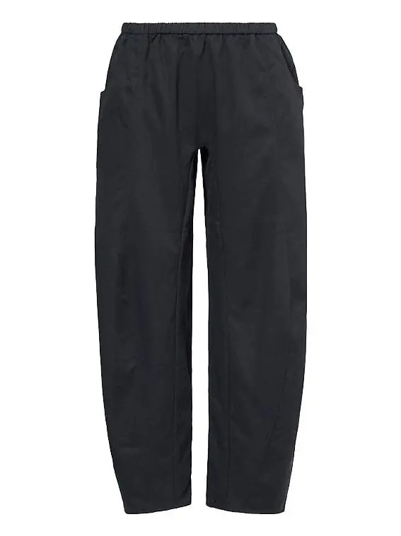PEACHY DEN Courtney Barrel-leg Cotton-blend Trousers - Onyx