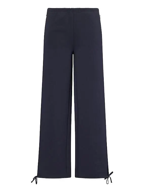 PEACHY DEN Roxie Elasticated-waist Woven Trousers - Dark Navy