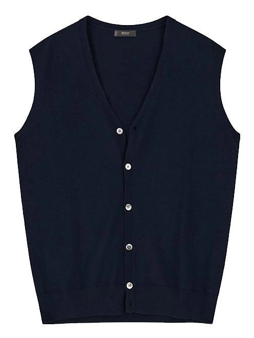 Boggi Milano Buttoned V-neck Merino Wool Vest - Navy Blue