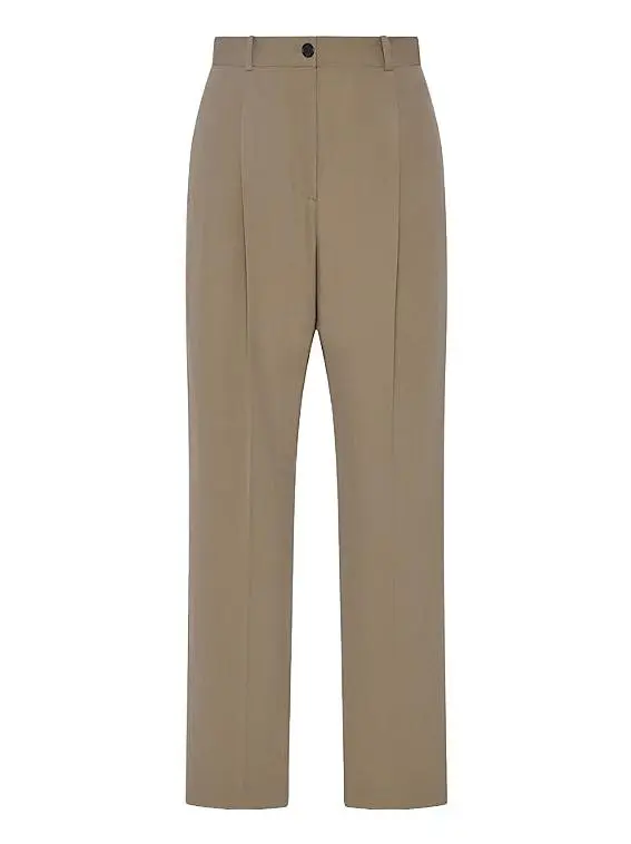 THE ROW Gianni Tapered-leg Wool Trousers - Army Beige