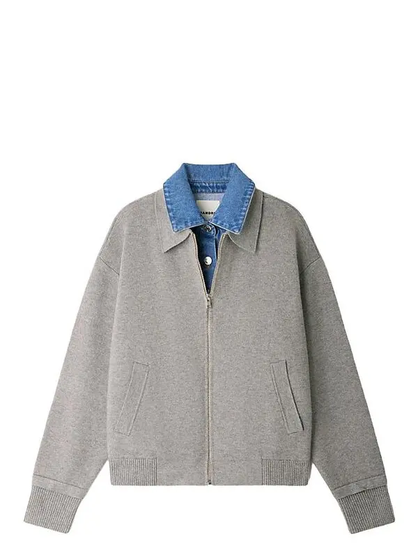 Sandro Two-in-one Wool And Cashmere-blend Cardigan - Grey