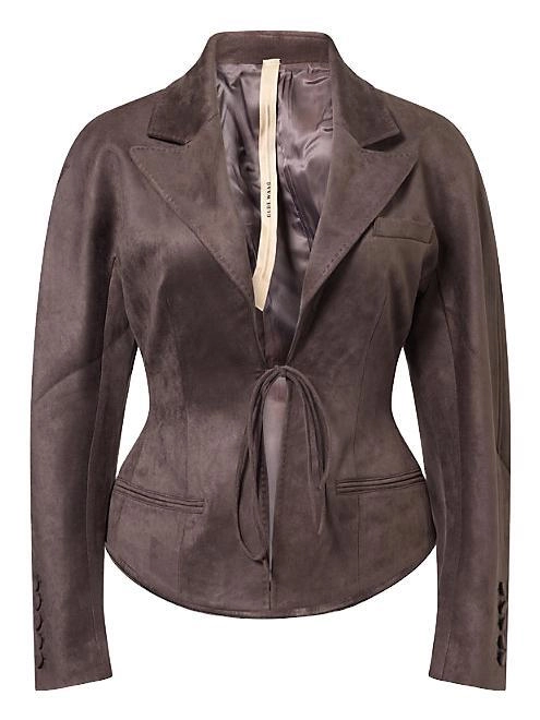 OUDE WAAG Structured Tie-up Faux-suede Jacket - Dark Grey