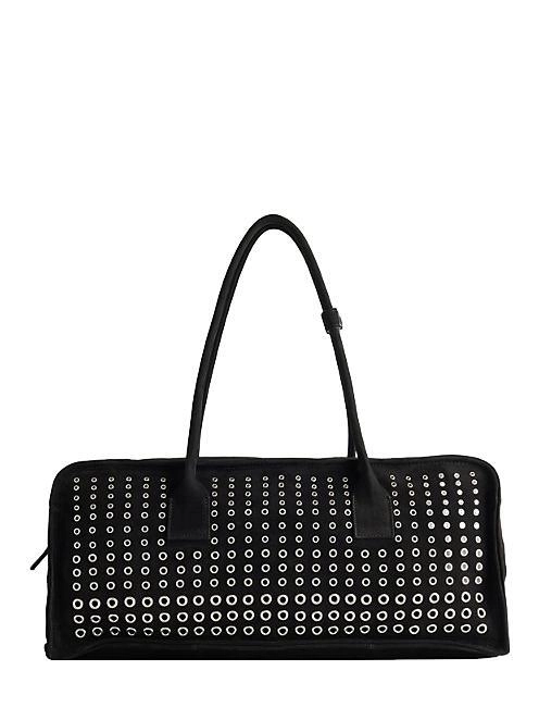 Gimaguas Claudia Eyelet Suede Handbag - Black