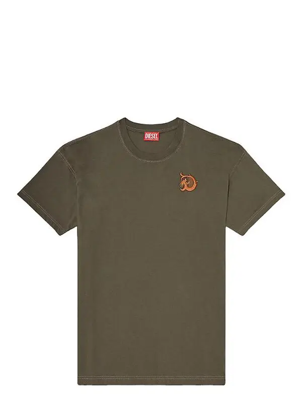DIESEL® Flock Graphic-logo Print Cotton T-shirt - 98k