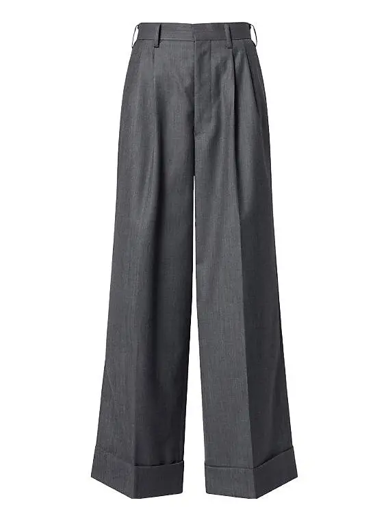 Junya Watanabe Double-pleat Wide-leg Wool Trousers - Grey