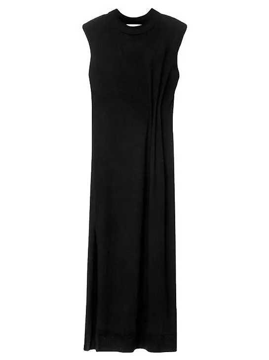 ALLSAINTS Kayla Sleeveless Padded-shoulder Merino-wool Midi Dress - Black
