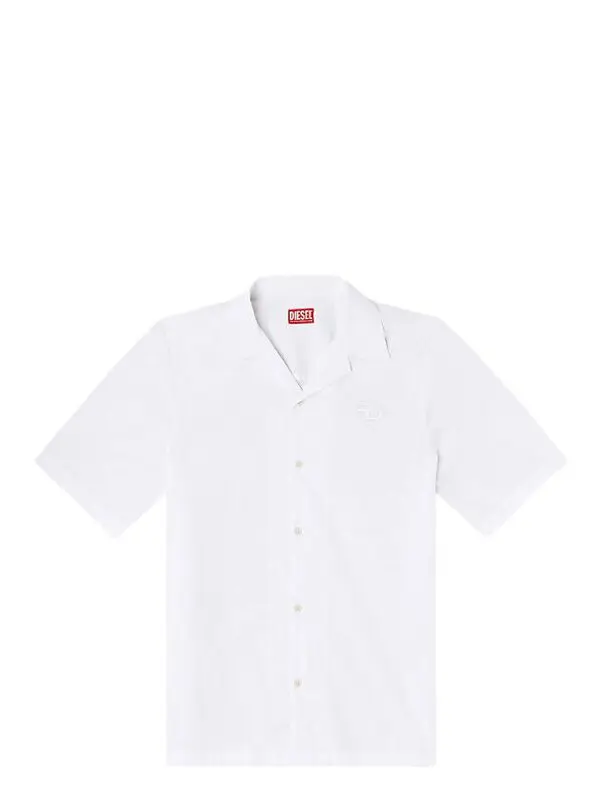 DIESEL® Embroidered-logo Short-sleeve Stretch-cotton Poplin Shirt - 100