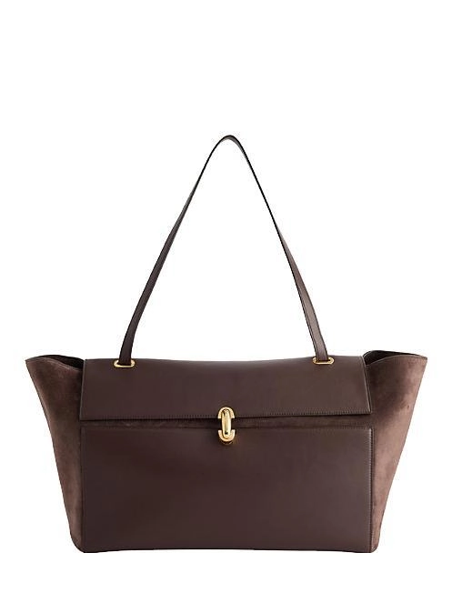 Savette Symmetry Trapeze Suede And Leather Shoulder Bag - Coffee