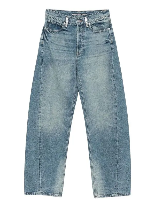 Alexander Wang Wide-leg Mid-rise Jeans With Crystals - Blue