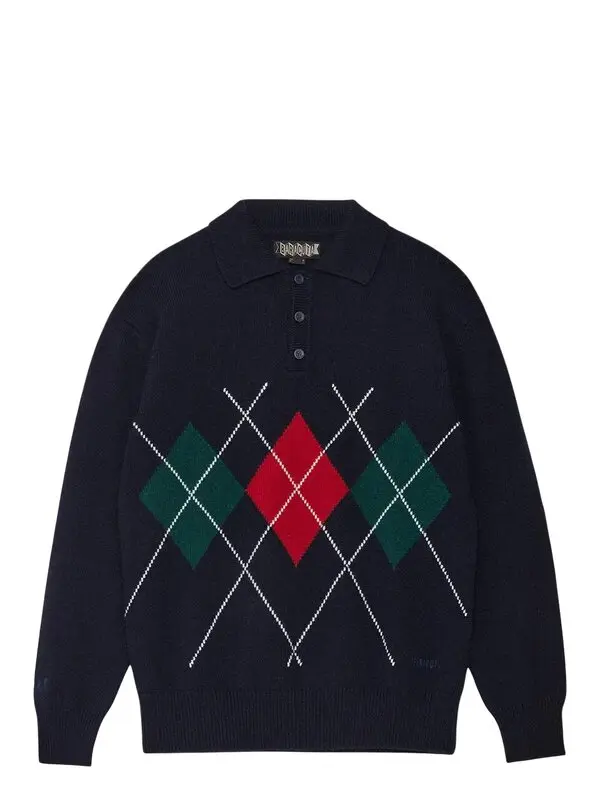 BARACUTA Wool-blend Polo Shirt - Navy