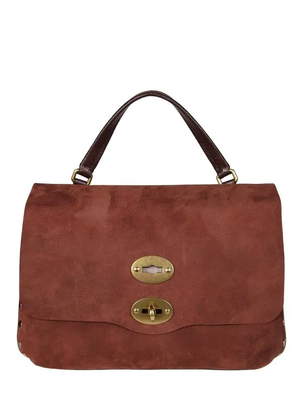 ZANELLATO Mini Postman Bag In Nabuk Leather, Handheld - Rosso