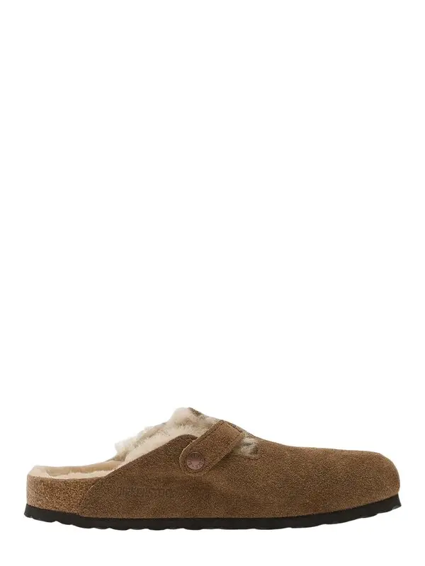 BIRKENSTOCK Camoscio Leather Slide Sandals - Grey