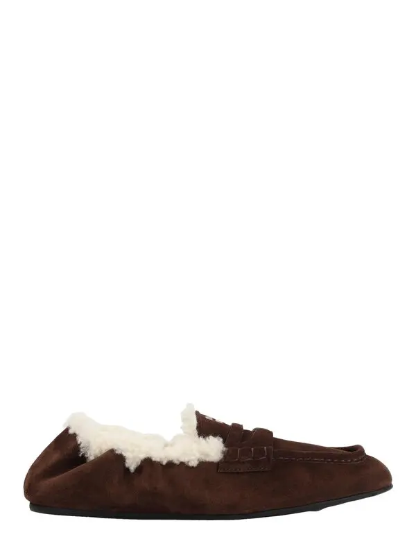 Miu Miu Suede Shearling Loafer - Brown